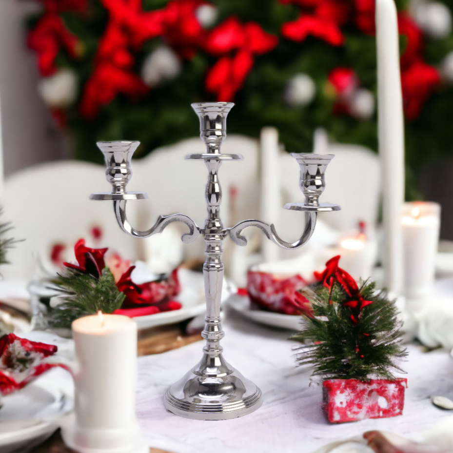 Silver Candelabra 30cm – Love Christmas Shop